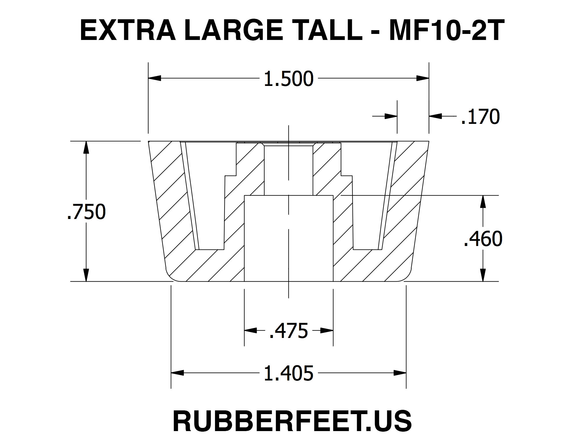 Extra Large Tall Round Rubber Feet – RubberFeet.us – Quality Rubber ...